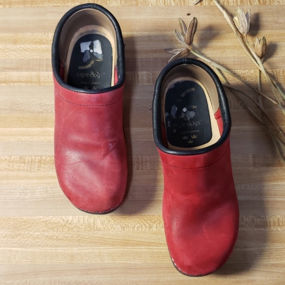 Cape Clogs | Shoes | Cape Clogs Red Leather Clogs Size 8 | Poshmark